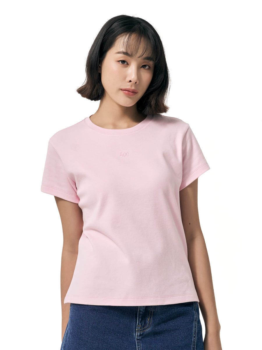 เสื้อยืดแขนสั้นผู้หญิง คอลเลคชั่น LEE PINK ทรงตรง สีชมพู – Lee Thailand